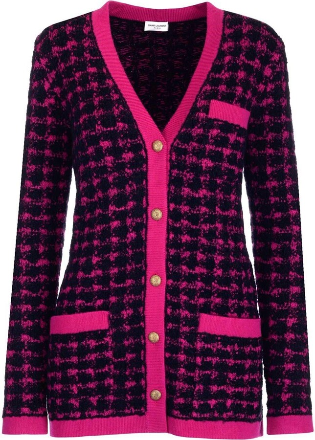 Saint Laurent Tweed Buttoned Cardigan - ShopStyle