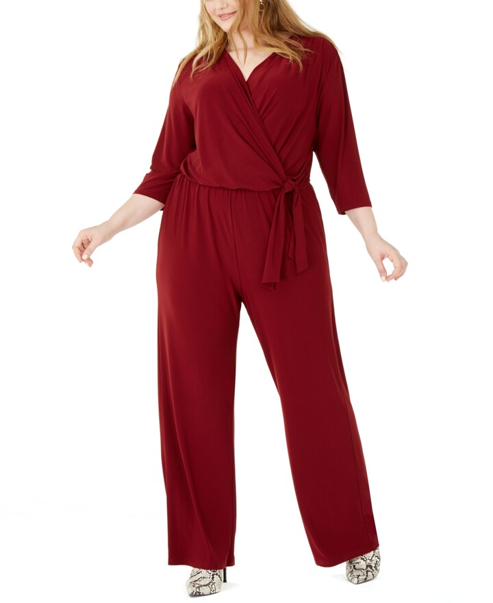 NY Collection Plus Size Side-Tie Jumpsuit - ShopStyle Clothes and Shoes