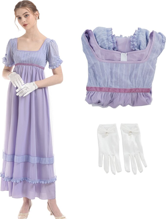 Fiamll Victorian Dresses Women's Ball Gown Purple Regency Dress ...