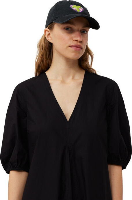 Ganni Black Graphic Cap - ShopStyle Hats