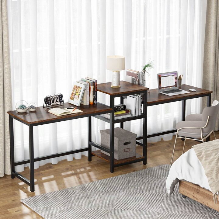 Tribesigns Computer Desk for Two Person with Storage Double Workstation ...