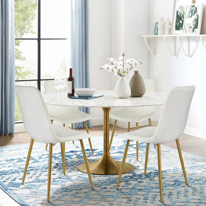 Velvet Upholstered Gold Frame Dining Chair Side Chair , Set of 4 - 34 ...