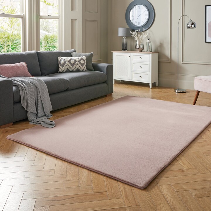 Dunelm Faux Fur Supersoft Lush Rug Blush - ShopStyle