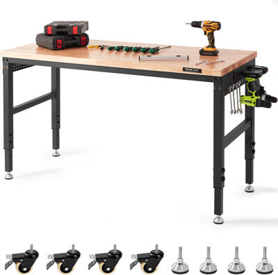 WFX Utility Doraville Manufactured Wood Top Height-Adjustable Workbench ...