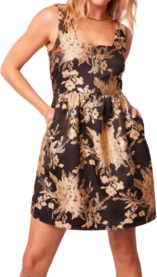 Band of Gypsies The Empress Gold Foil Mini Dress In Black - ShopStyle