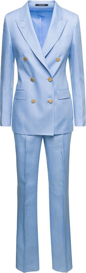 Tagliatore 'Parigi' Light Blue Double-Breasted Suit with Gold-Tone ...