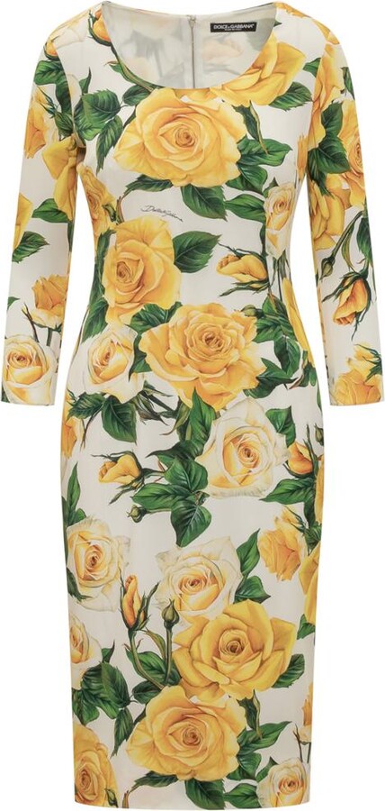 Dolce & Gabbana Yellow Roses Dress - ShopStyle