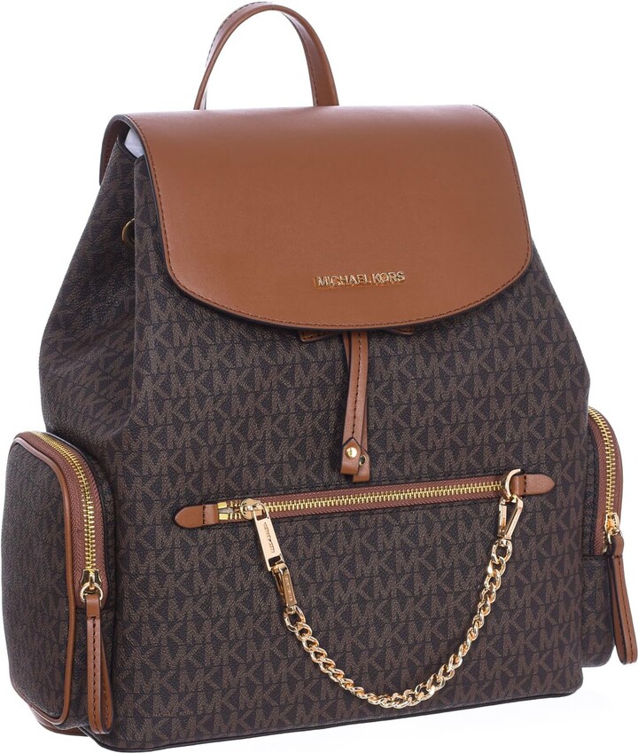 Michael Kors Jet Set Large Signature PVC Chain Backpack Flap Book Bag ...