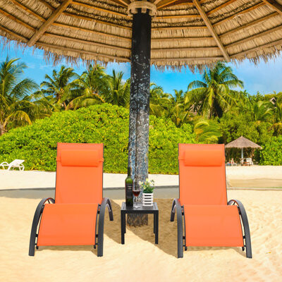 Arlmont & Co. Epsom Patio Chaise Lounge Chair Set Of 3, Adjustable All ...