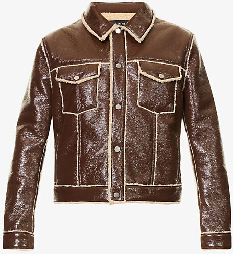 Amiri Mens Brown Regular-fit Faux-fur Trucker Jacket - ShopStyle