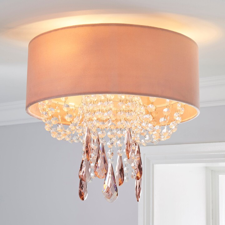 Dunelm Halle 1 Light Blush Pink Shade Flush Ceiling Fitting pink ...