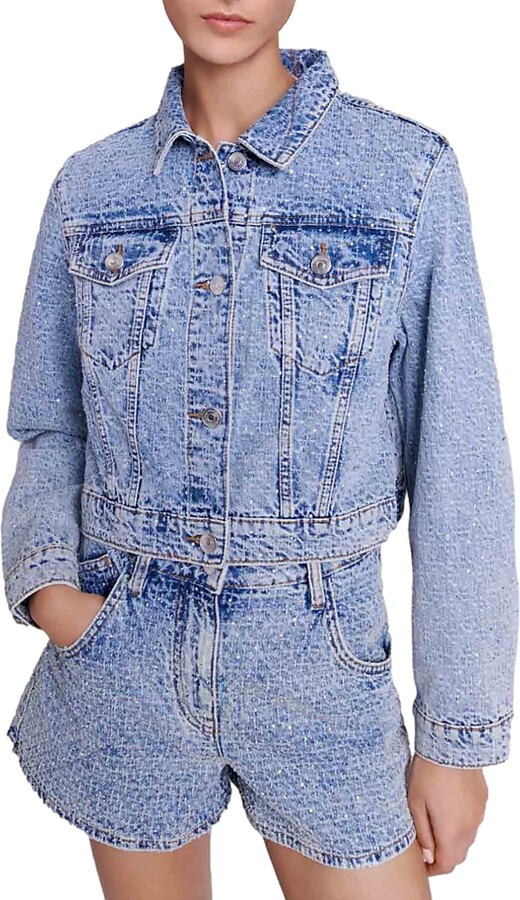Female Maje Bampokkus Embellished Denim Jacket - ShopStyle