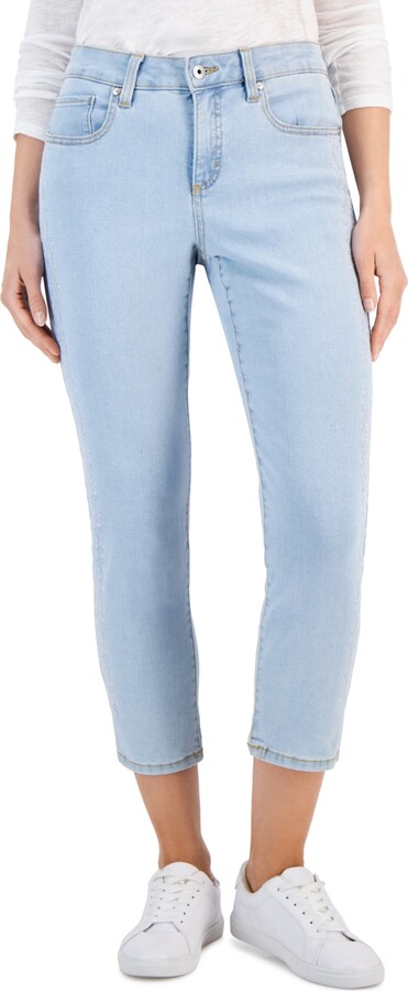 Style&Co. Style & Co Petite Mid-Rise Curvy Roll-Cuff Embroidered Capri ...