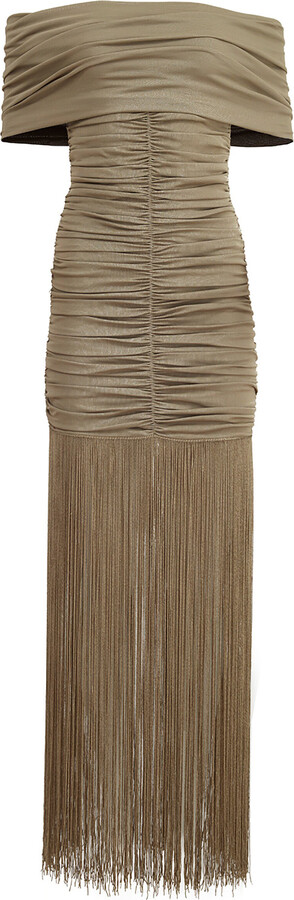 KHAITE The-Shoulder Fringe Maxi Dress - ShopStyle