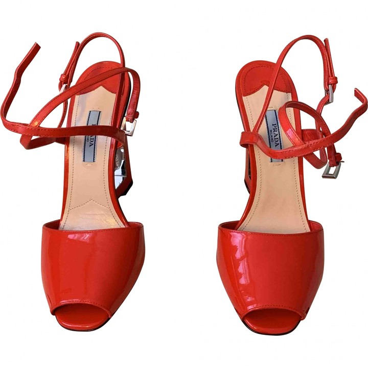 Prada Red Patent leather Sandals - ShopStyle