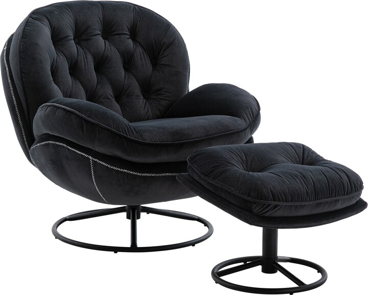 IGEMAN Velvet Upholstered Accent Chair TV Chair Living Room Swivel ...