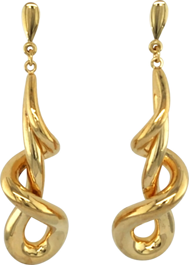 Vintage Fine Jewellery Pre-Loved 9ct Yellow Gold Scroll Drop Earrings ...