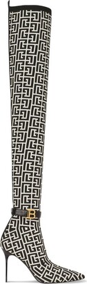 Balmain Robin knee-high suede boots - ShopStyle