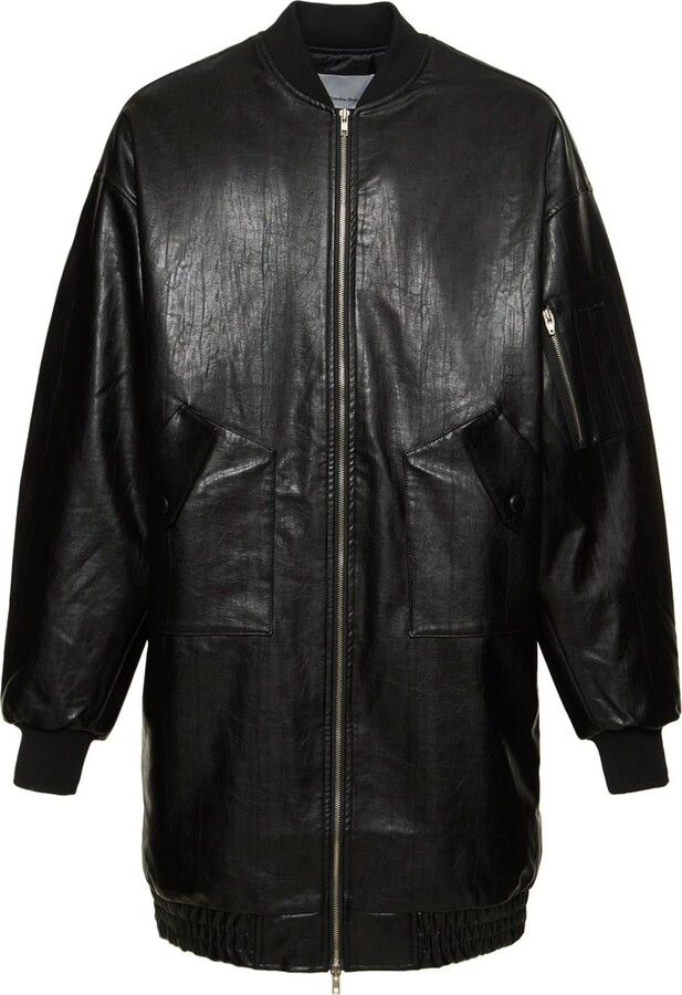 THE FRANKIE SHOP Faux leather long bomber jacket - ShopStyle