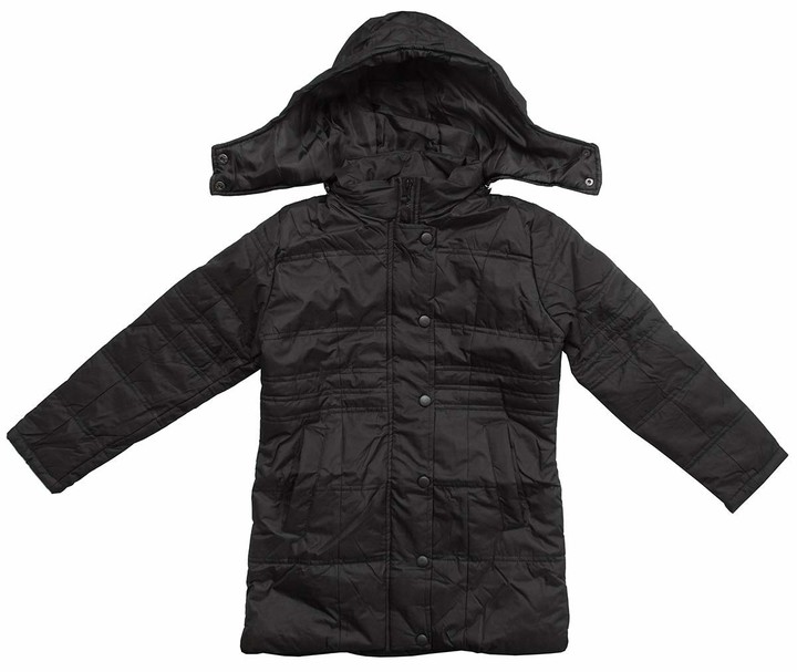 Street Essentials Girls Black Detachable Hood School Coat Smart Anorak ...