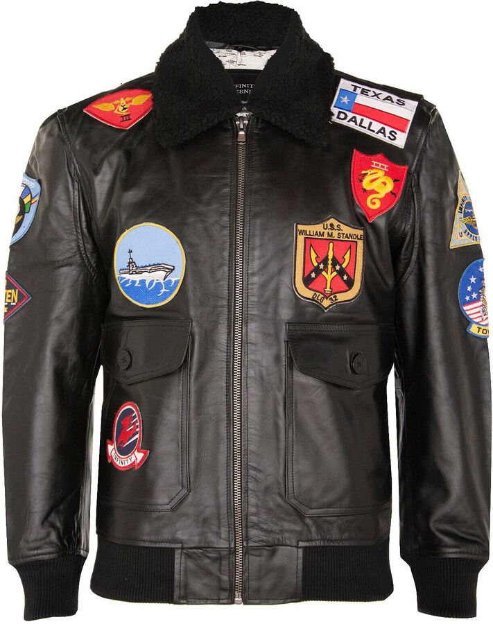 Infinity Leather Men's Black Air Force A2 Flight Leather Bomber Jacket ...