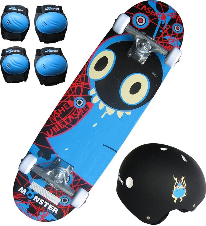 Charles Bentley 31" Monster Skateboard Set Including Helmet & Safety ...