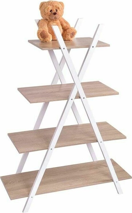 Tangkula X Shape Bookshelf Shelves 4 Tier A Ladder Storage Bookcase ...