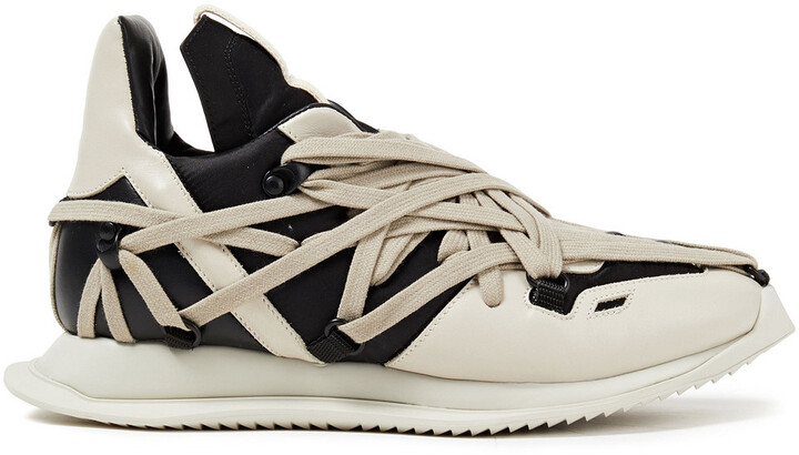 Rick Owens Phlegethon Lace-up Shell And Leather Sneakers - ShopStyle