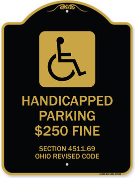 Signmission Designer Series Sign - Handicapped Parking $250 Fine ...