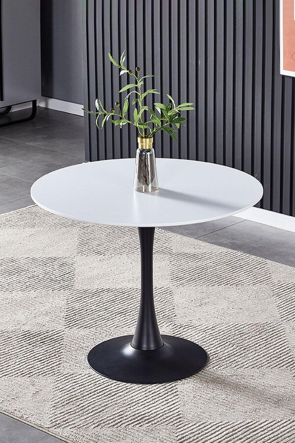 Living and Home Modern Round Wooden Table with Metallic Base - ShopStyle