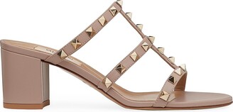 Valentino Garavani Rockstud leather slides - ShopStyle