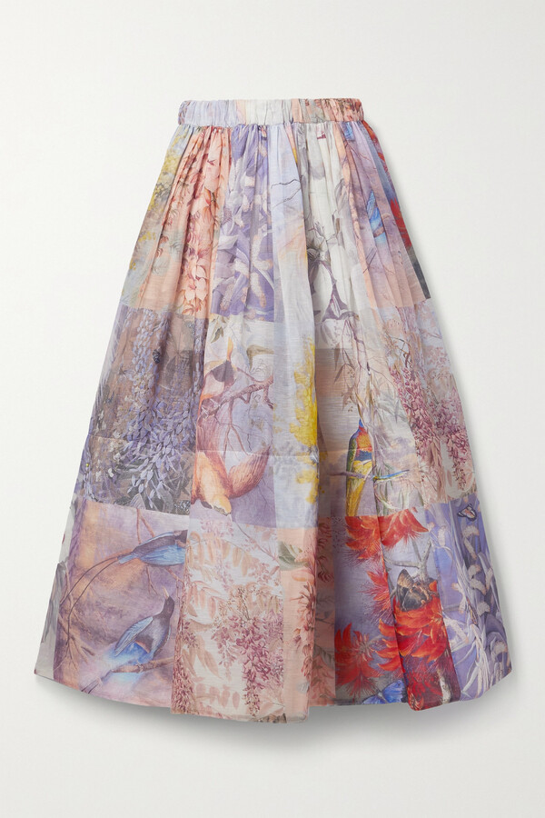 Zimmermann Wild Botanica Gathered Floral-print Linen And Silk-blend ...