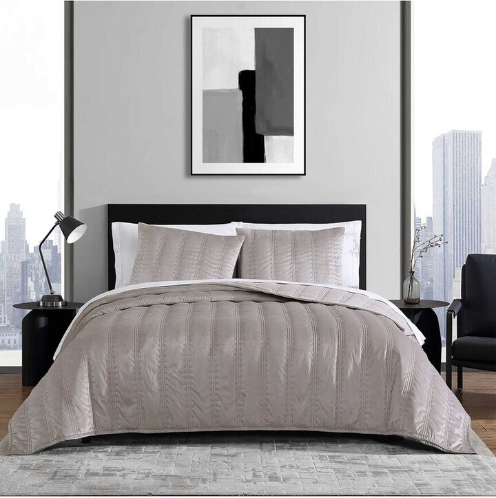 Vera Wang Velvet Linear Stitch Reversible Quilt Set - ShopStyle