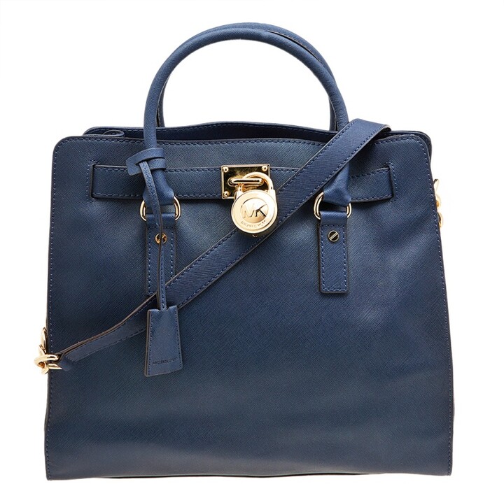 MICHAEL Michael Kors Blue Saffiano Leather Large Hamilton Tote - ShopStyle