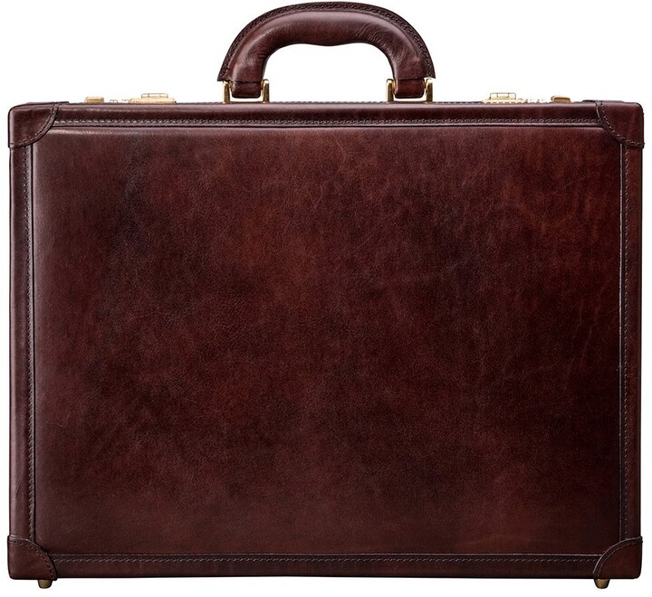 Maxwell Scott Bags Luxury Italian Brown Leather Mens Attache Case ...