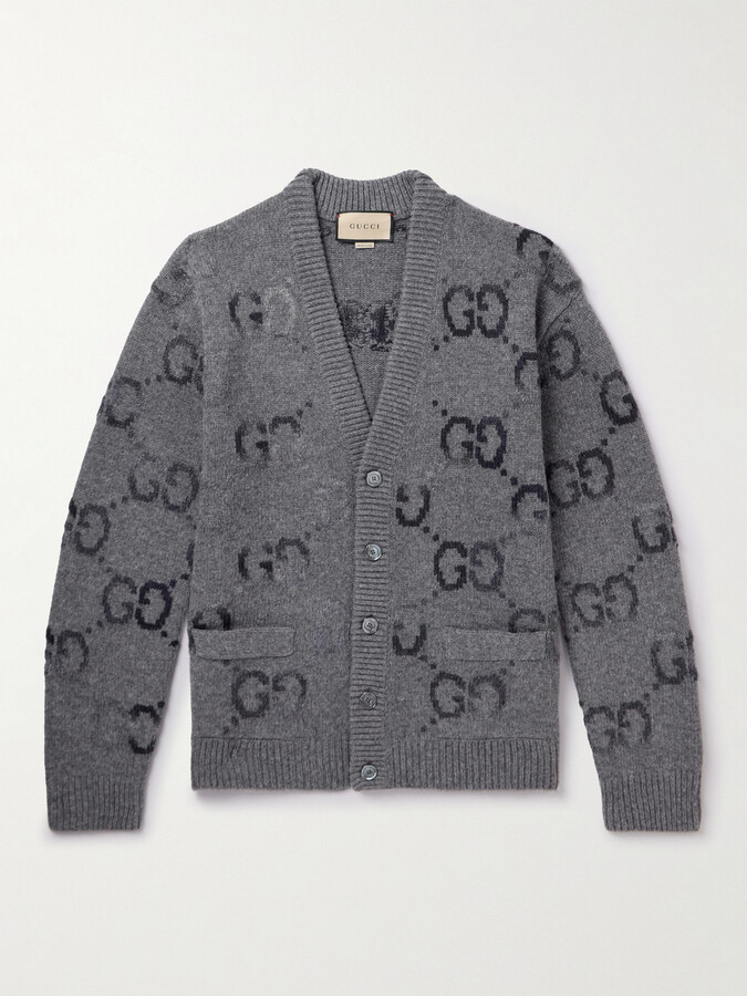 Gucci Logo-Jacquard Wool-Blend Cardigan - ShopStyle