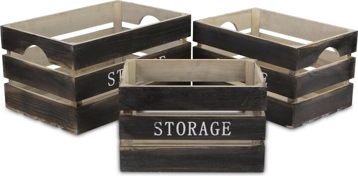 Cheungs Brown Wood Storage Labeled Crates - ShopStyle Baskets & Boxes
