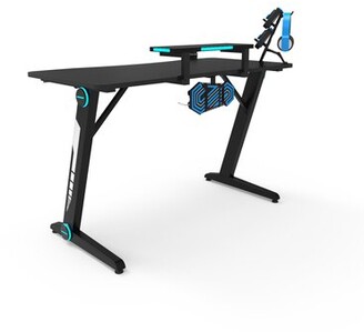Inbox Zero Gaming Desk, Z-Shaped Computer Desk Gamer Workstation With ...