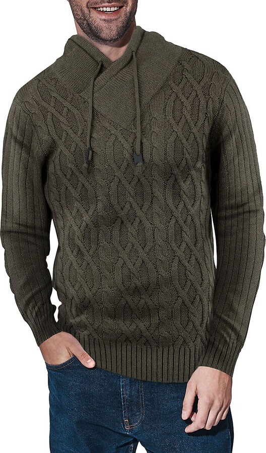 X-Ray Faux Fur Lined Collar Cable Knit Sweater - ShopStyle