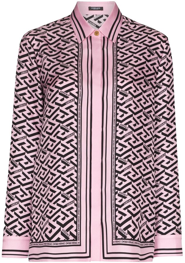 Versace La Greca silk shirt - ShopStyle Tops