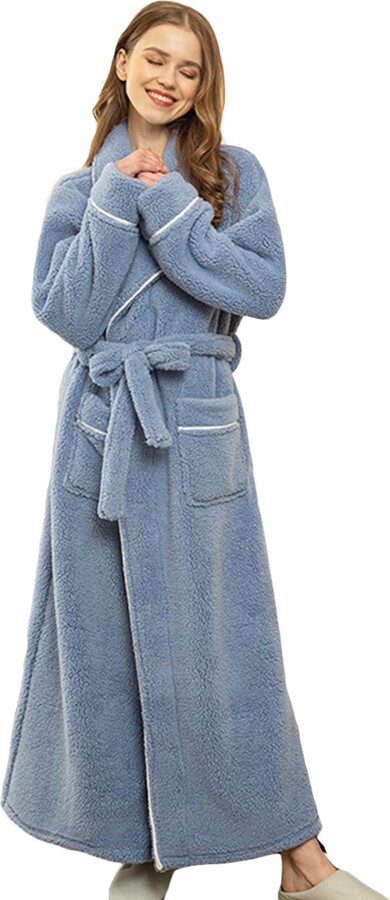 LOCIIXAT Women's Super Soft Teddy Fleece Dressing Gown Long Fluffy ...