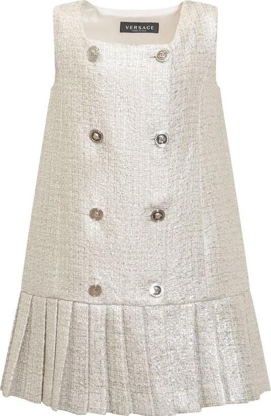Versace Children Square Neck Metallic Tweed Mini Dress - ShopStyle