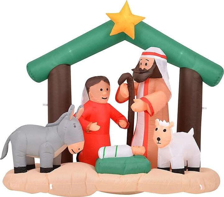 Fraser Hill Farms Pre-Lit Inflatable 7' Nativity Scene With Mary ...