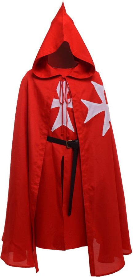 BLESSUME Medieval Templar Knights Costume Tunic with Cloak and Belt ...