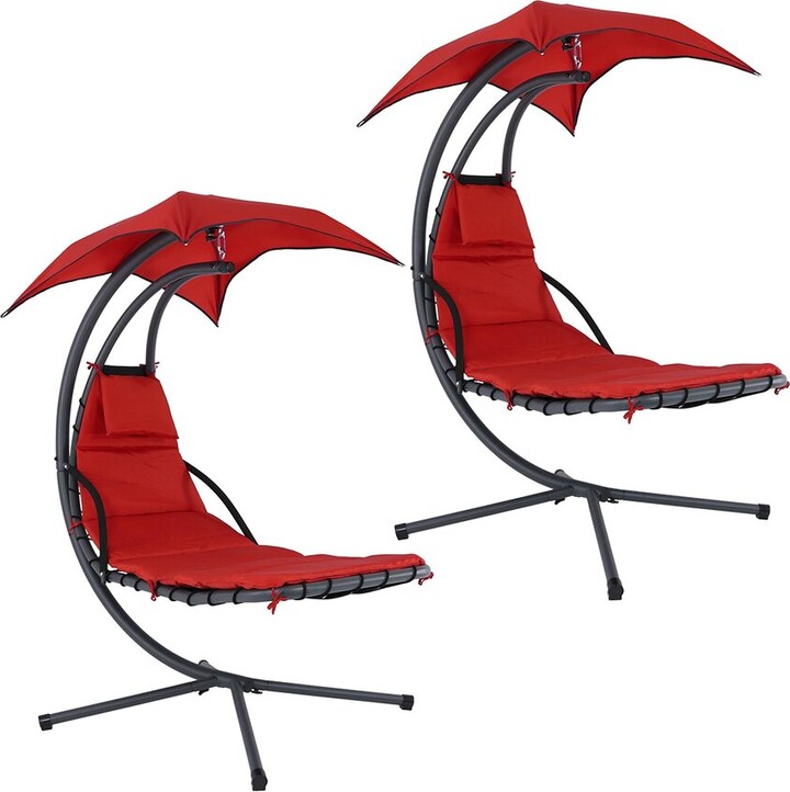 Sunnydaze Floating Chaise Lounger Swing Chair With Canopy Umbrella ...
