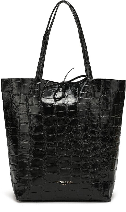 Tiffany & Fred Paris Croc-Embossed Leather Tote - ShopStyle Shoulder Bags