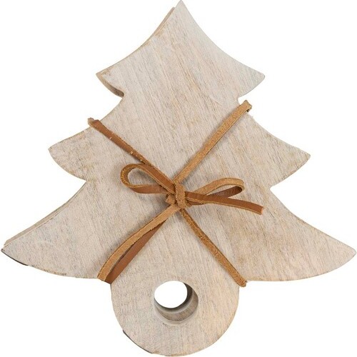 Foreside Home & Garden Set of 4 Tree Boards Whitewash Wood with Leather ...