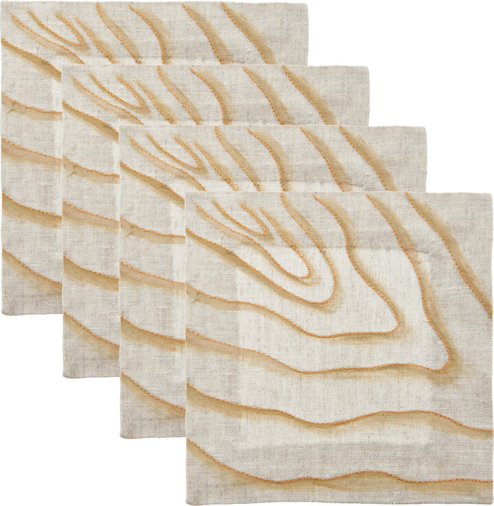 Moda Domus Set-of-Four Hand-Painted Faux Bois Linen Coasters - ShopStyle