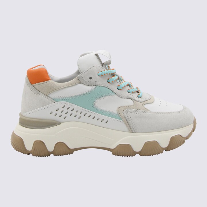 Hogan White Light Blue And Orange Leather Hyperactive Sneakers - ShopStyle