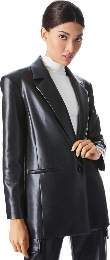 Alice + Olivia Shan Oversized Vegan Leather Blazer - ShopStyle